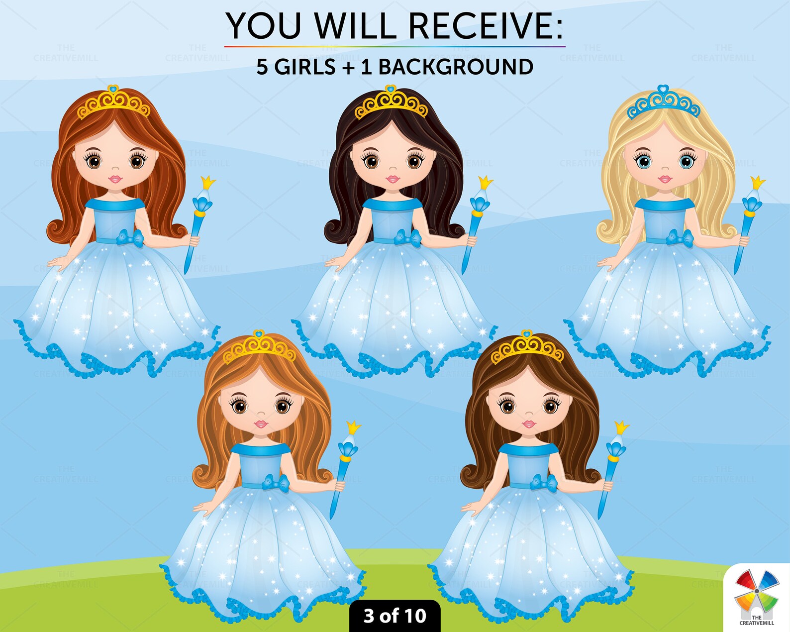 Blue Princess Clipart Vector Princess Clipart Fairy Tale - Etsy