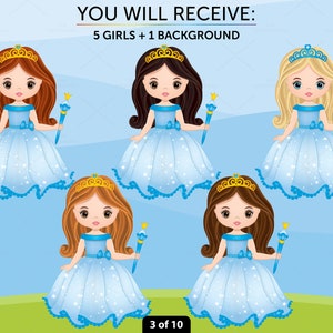 Blue Princess Clipart - Vector Princess Clipart, Fairy Tale Clipart ...