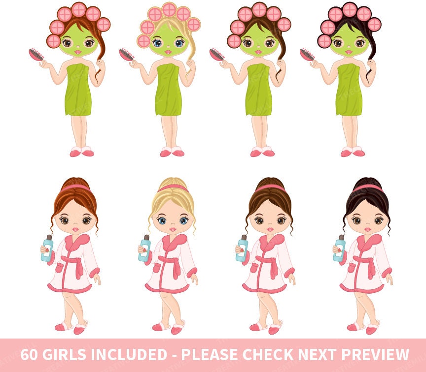 60 Spa Girls Clipart-vector Spa Girl Spa Party Clipart Spa | Etsy