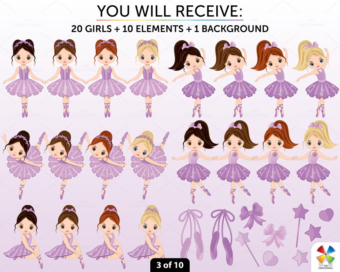 Ballerina Clipart Vector Ballerina Clipart Ballet Clipart - Etsy