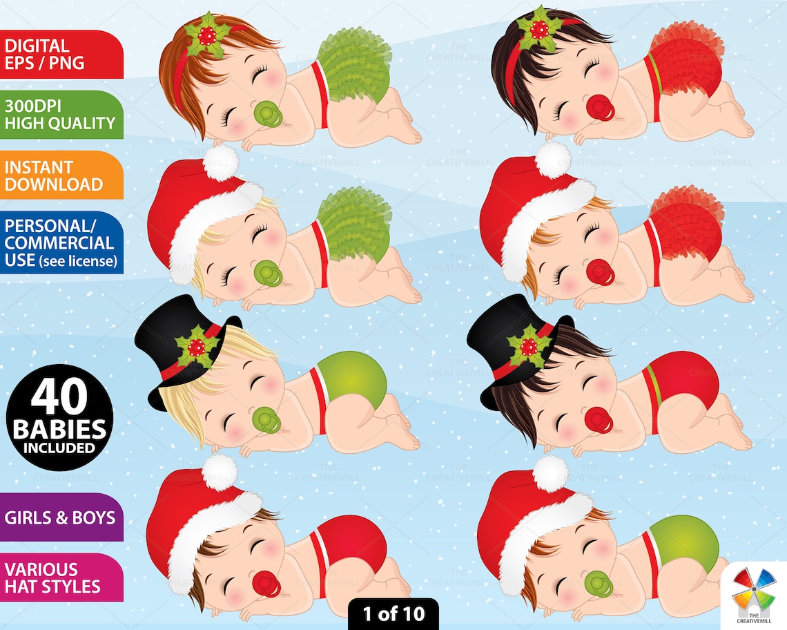 Santa Baby Clipart Vector Newborn Christmas Baby Shower - Etsy