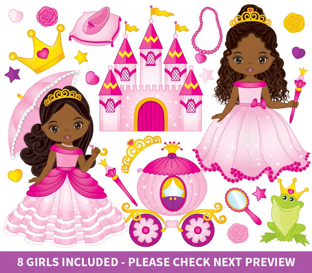 Princess Clipart - Vector Princess Clipart, Fairy Tale Clipart, African ...