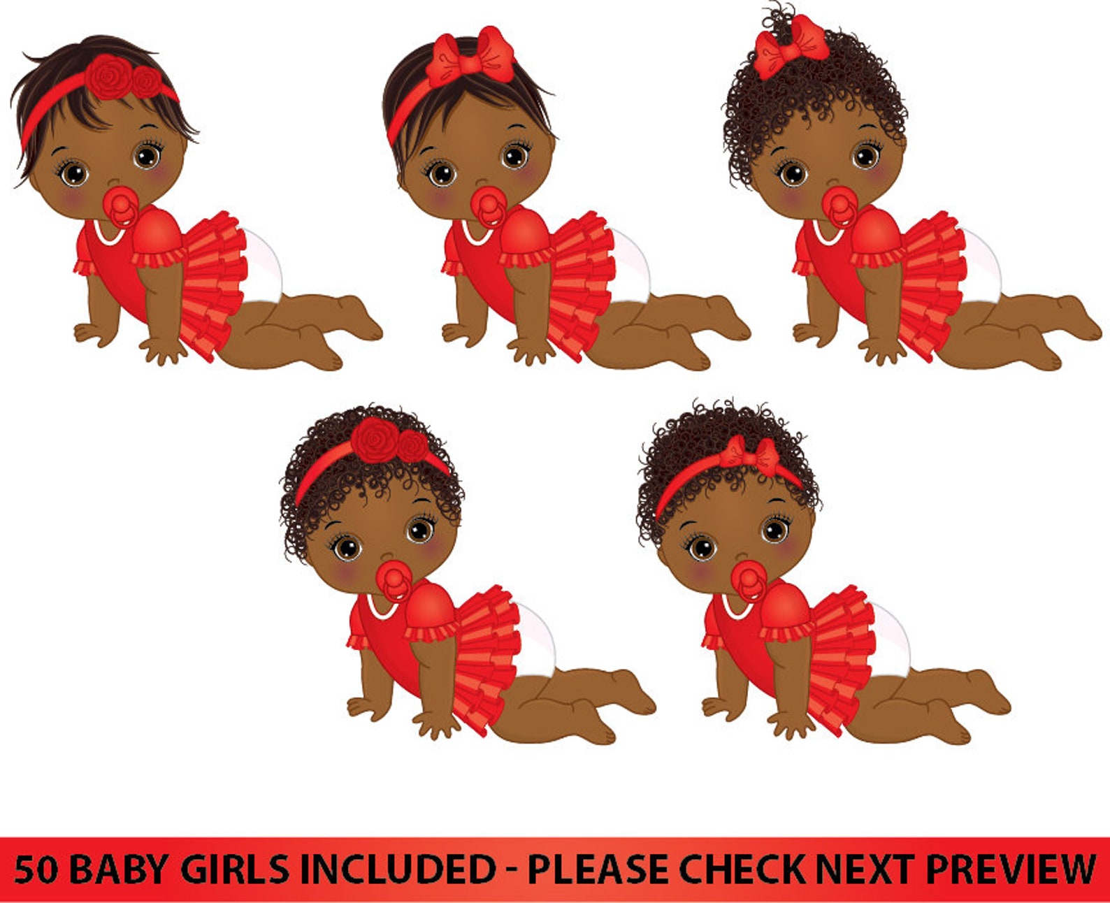 Red Baby Girl Clipart Vector Baby Clipart Afro Baby Clipart | Etsy