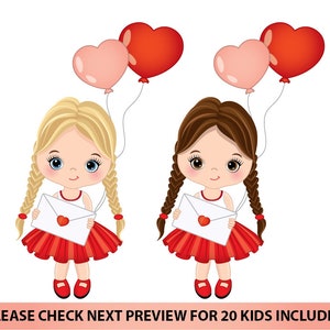 Valentines Day Kids Clipart Vector Love Kids Clipart Cute | Etsy