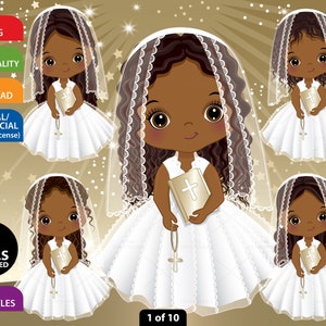 First Communion Clipart, Vector Religious, Cute Girl, Catholic, Church ...