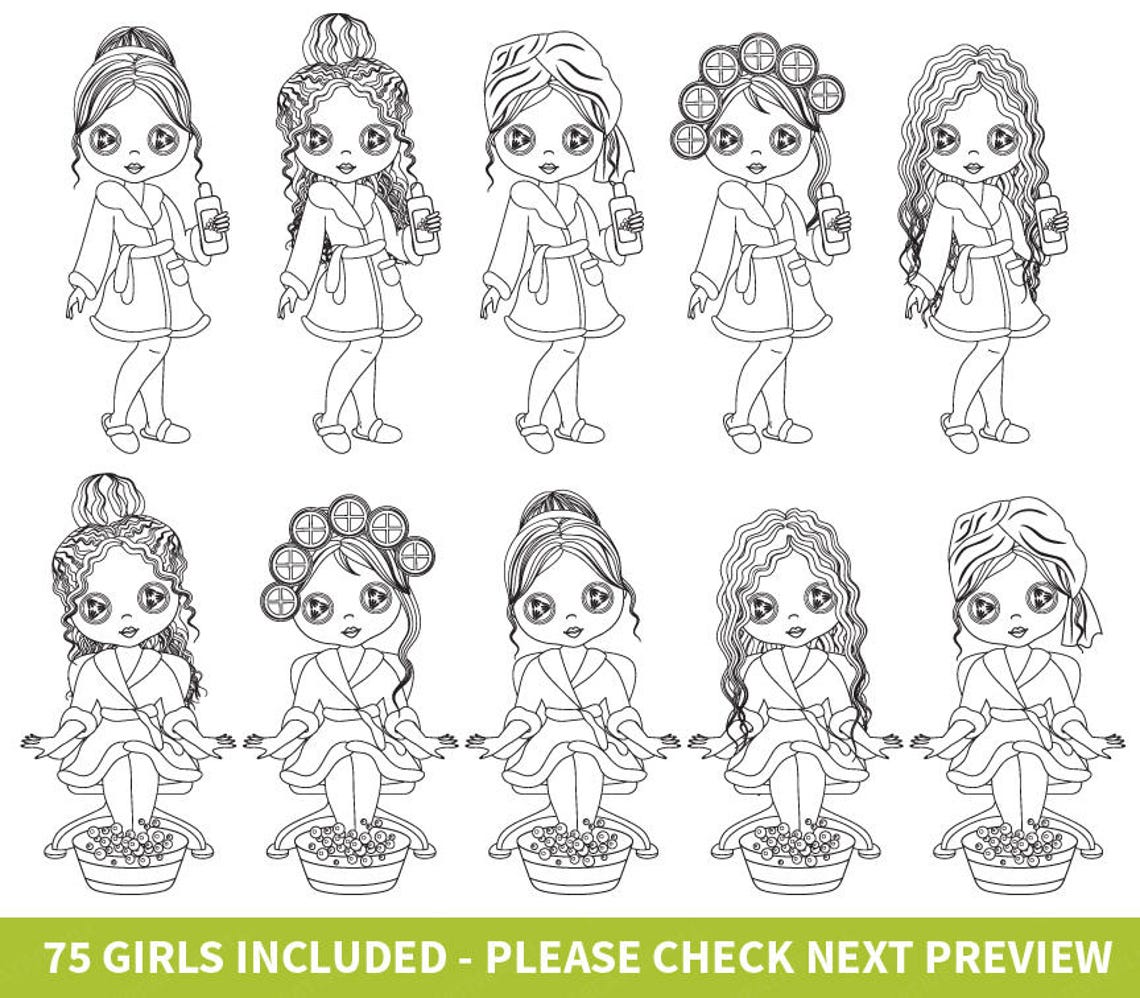 75 Spa Girls Clipart Vector Spa Girl Spa Party Clipart Spa | Etsy