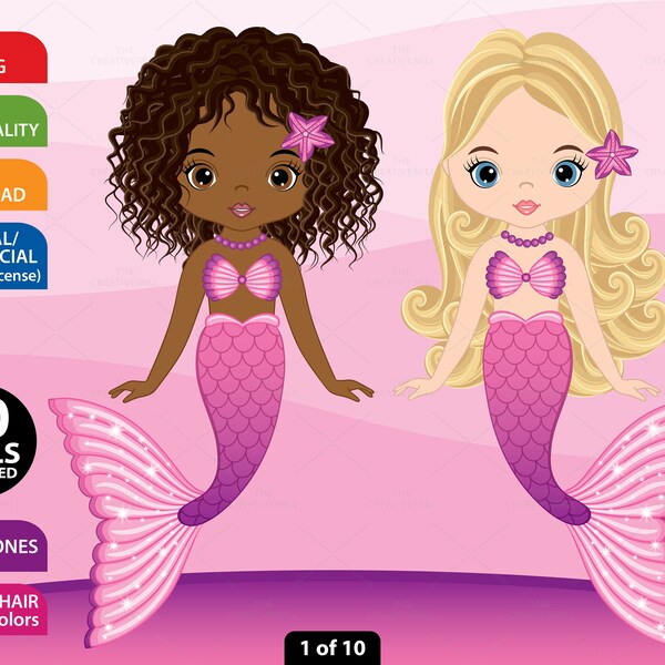 Mermaid Clip Art - Etsy