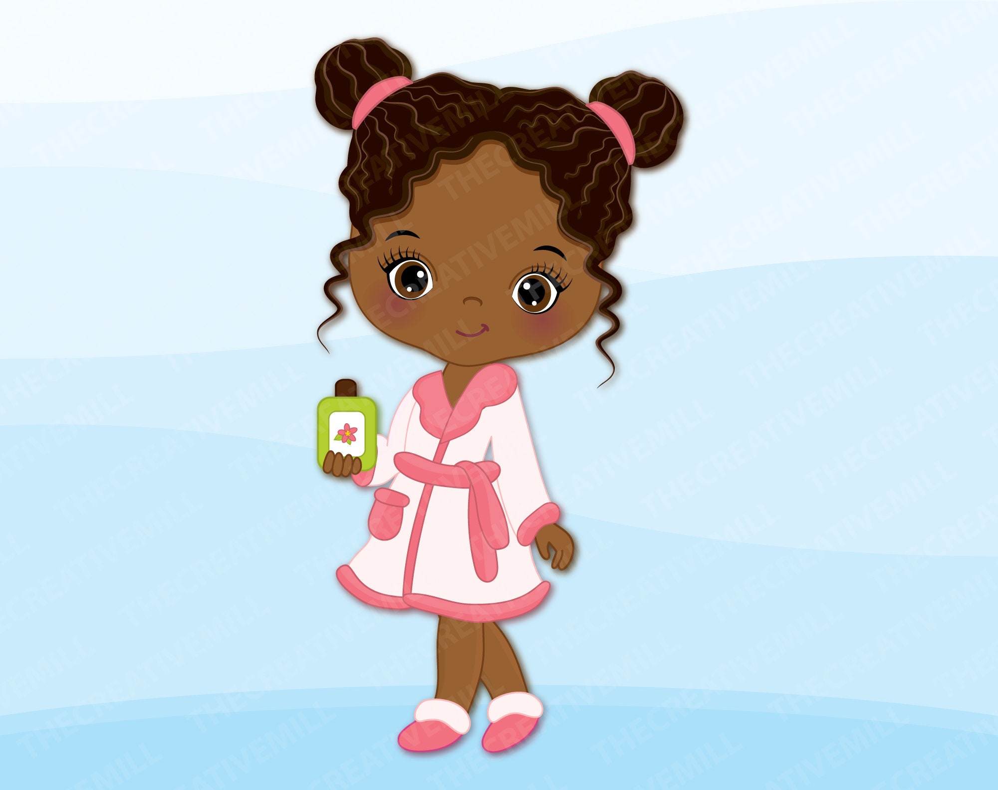 African American Little Spa Girls Clipart Vector Spa Girl | Etsy