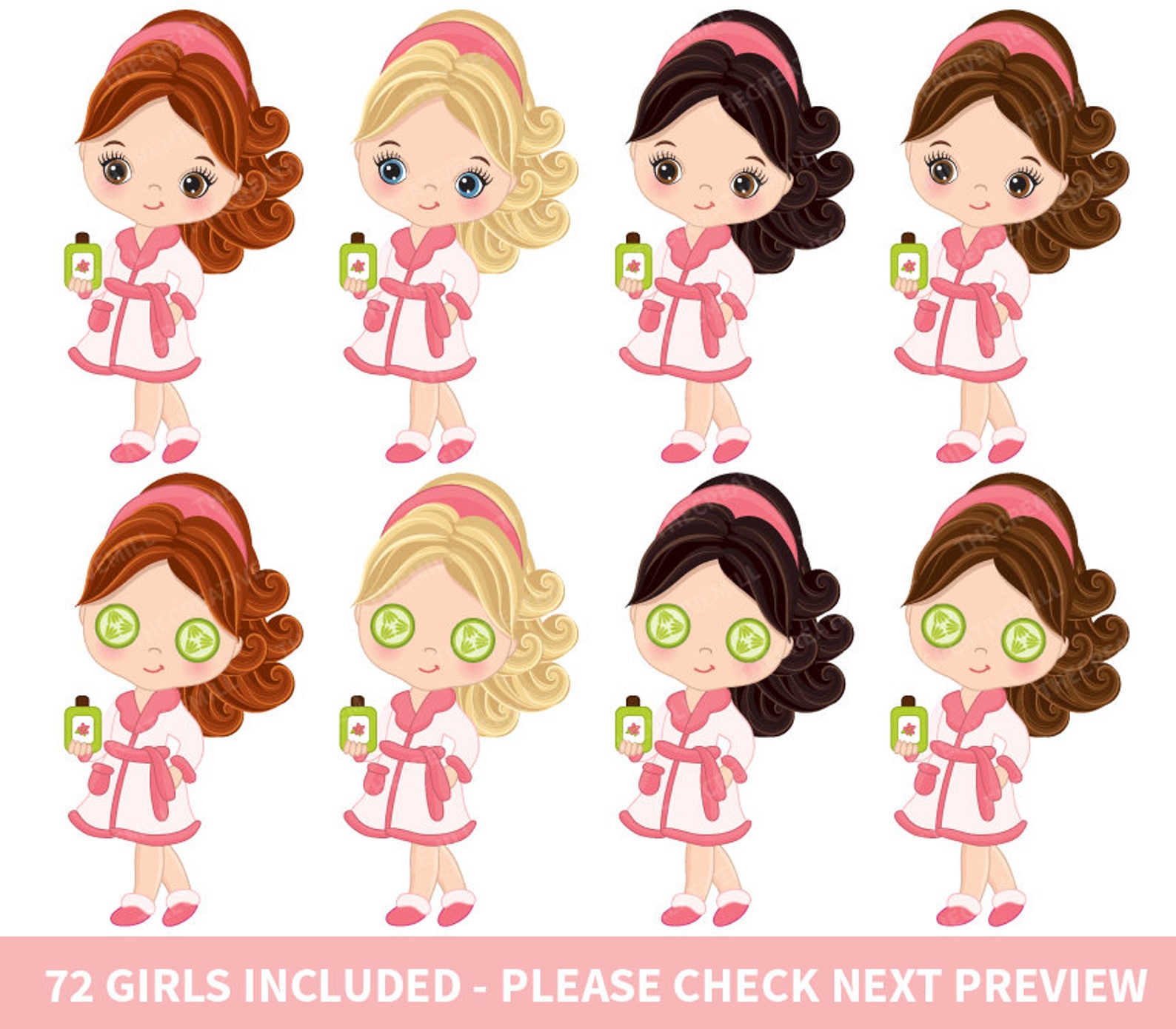 72 Little Spa Girls Clipart Vector Spa Girl Spa Party | Etsy