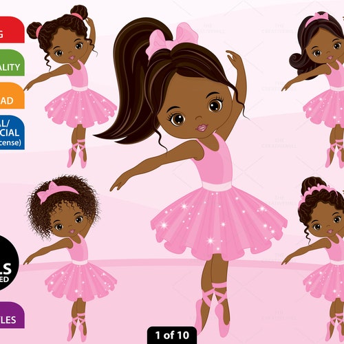 African American Ballerina Clipart Vector Ballerina Clipart - Etsy