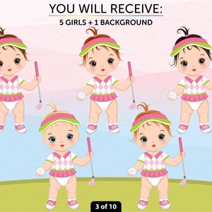 Golf Baby Girl Clipart - Vector Golf Clipart, Cute Baby Girl Graphic ...