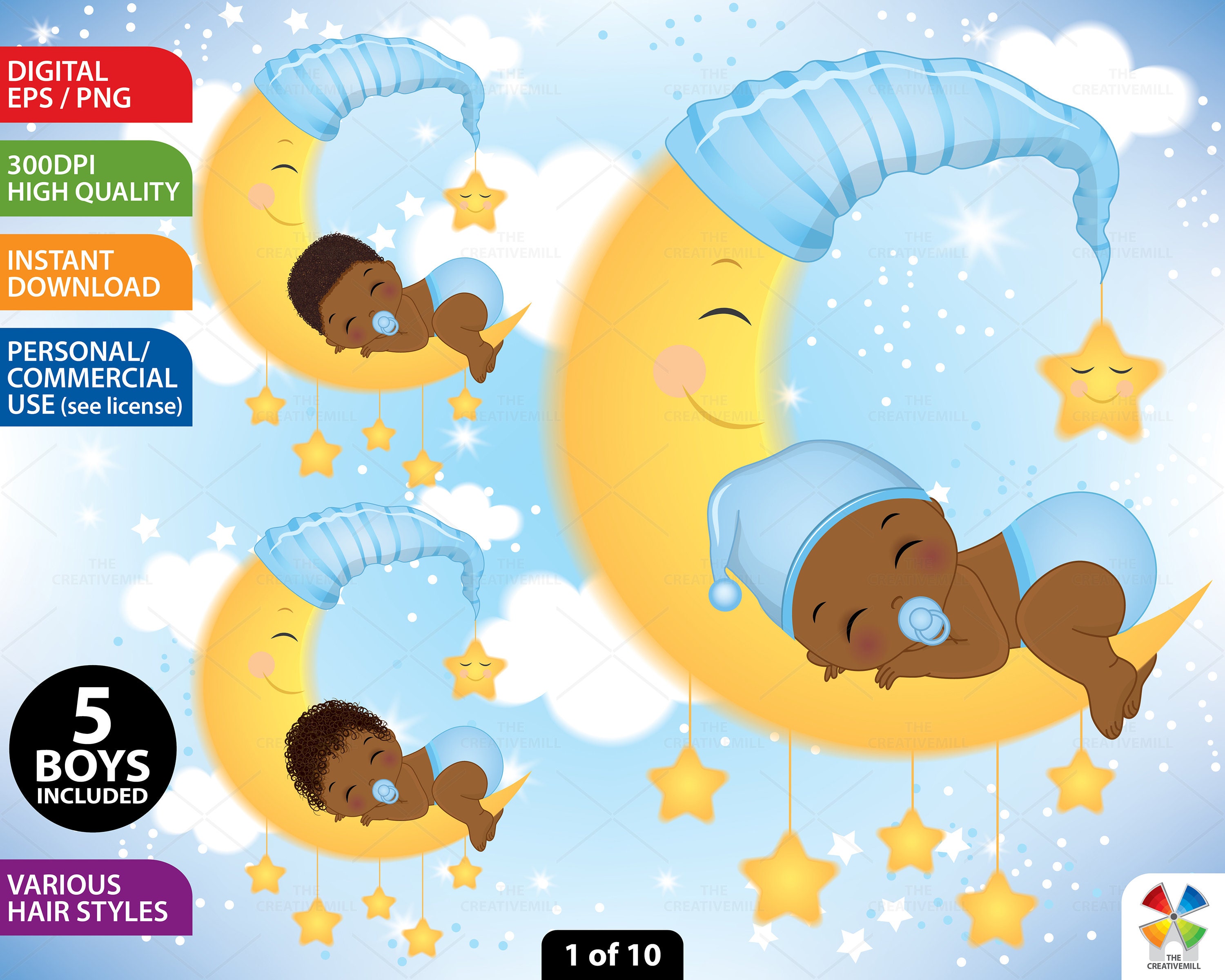 Afro American Baby Clipart