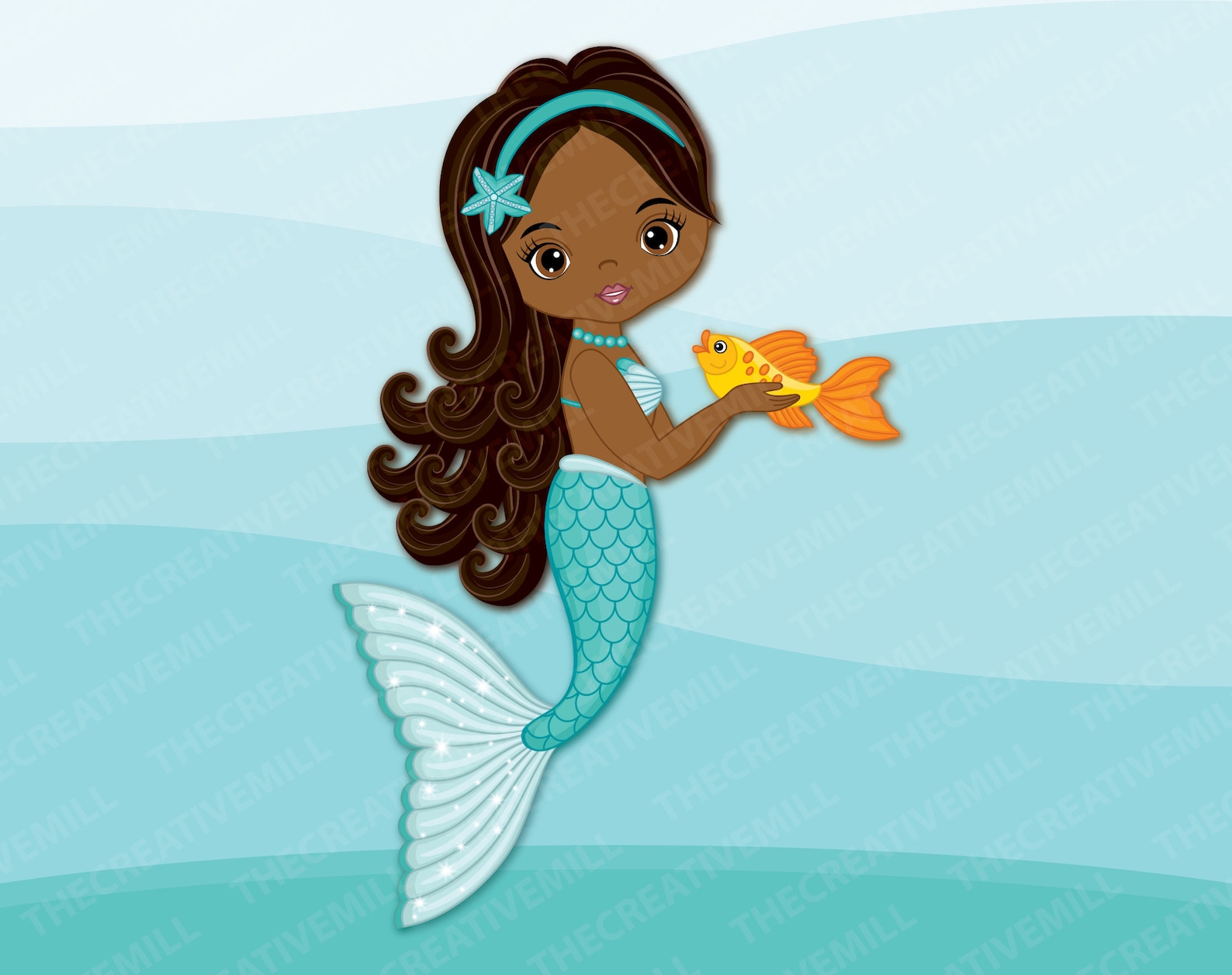 African American Mermaid Clipart Vector Mermaid Clipart | Etsy