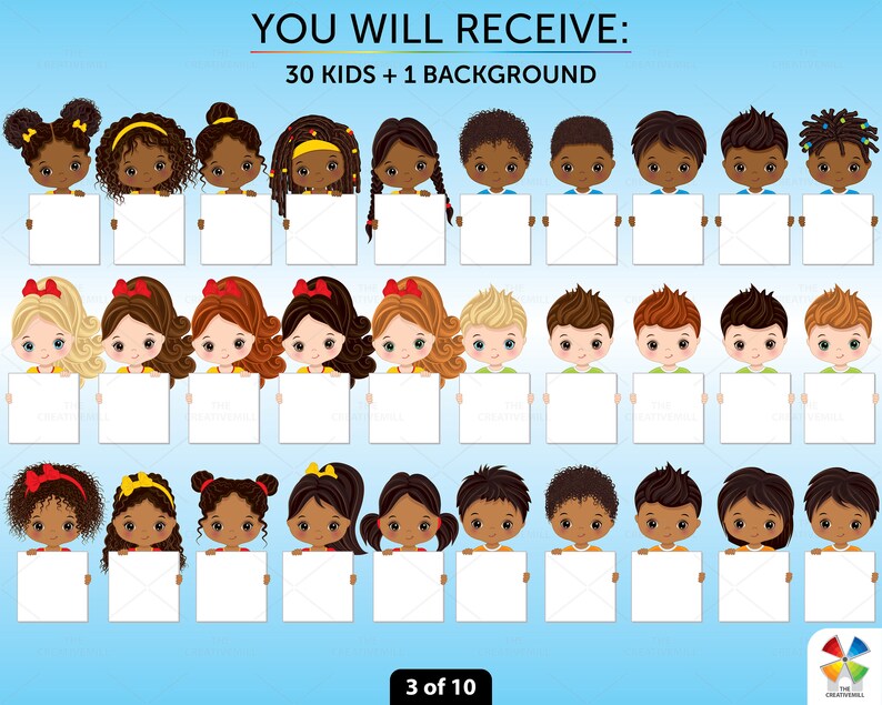 Kids Holding Frames Clipart Vector Student Clipart African - Etsy