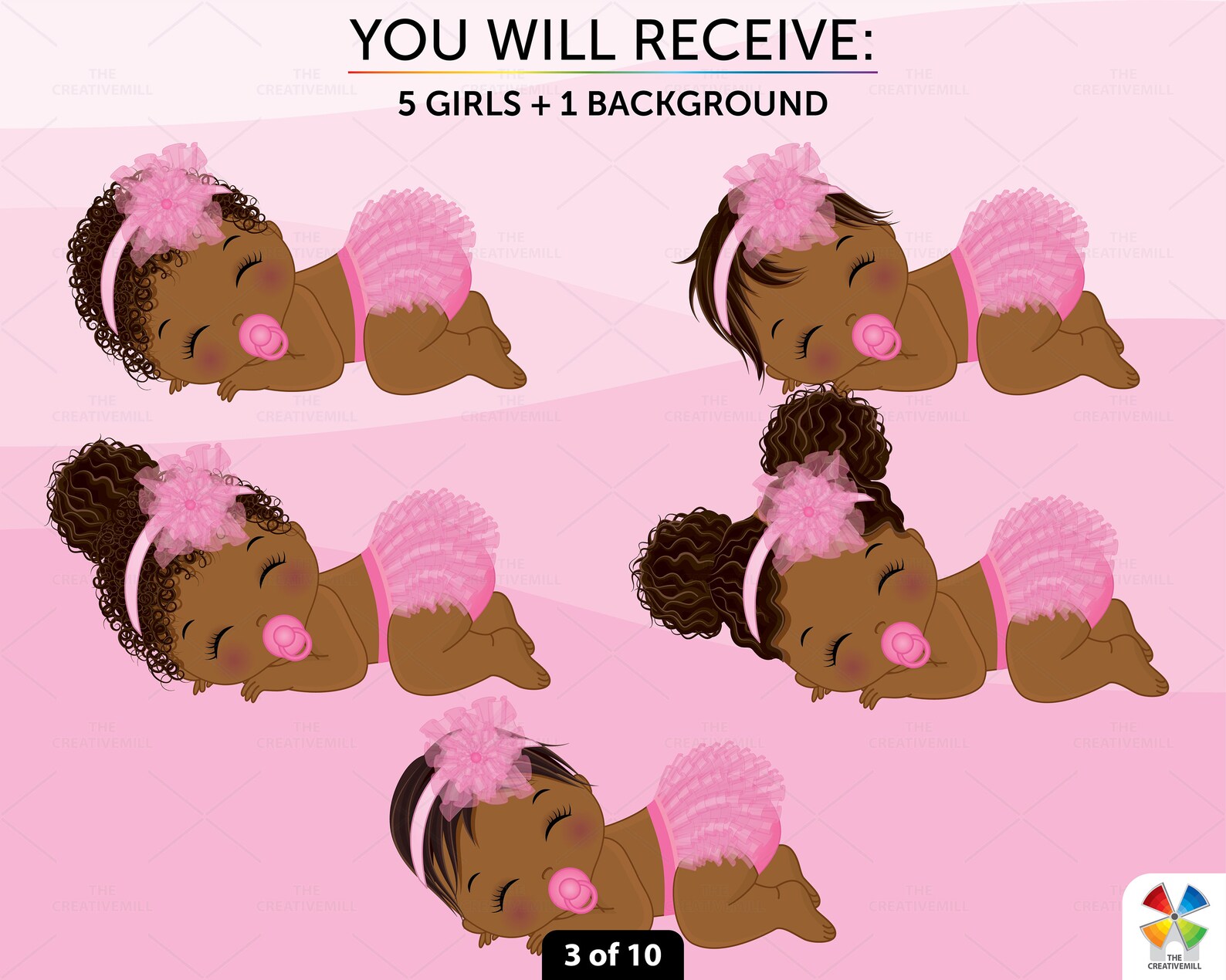 Black Baby Girl Clipart Vector Newborn Pink Baby Baby - Etsy