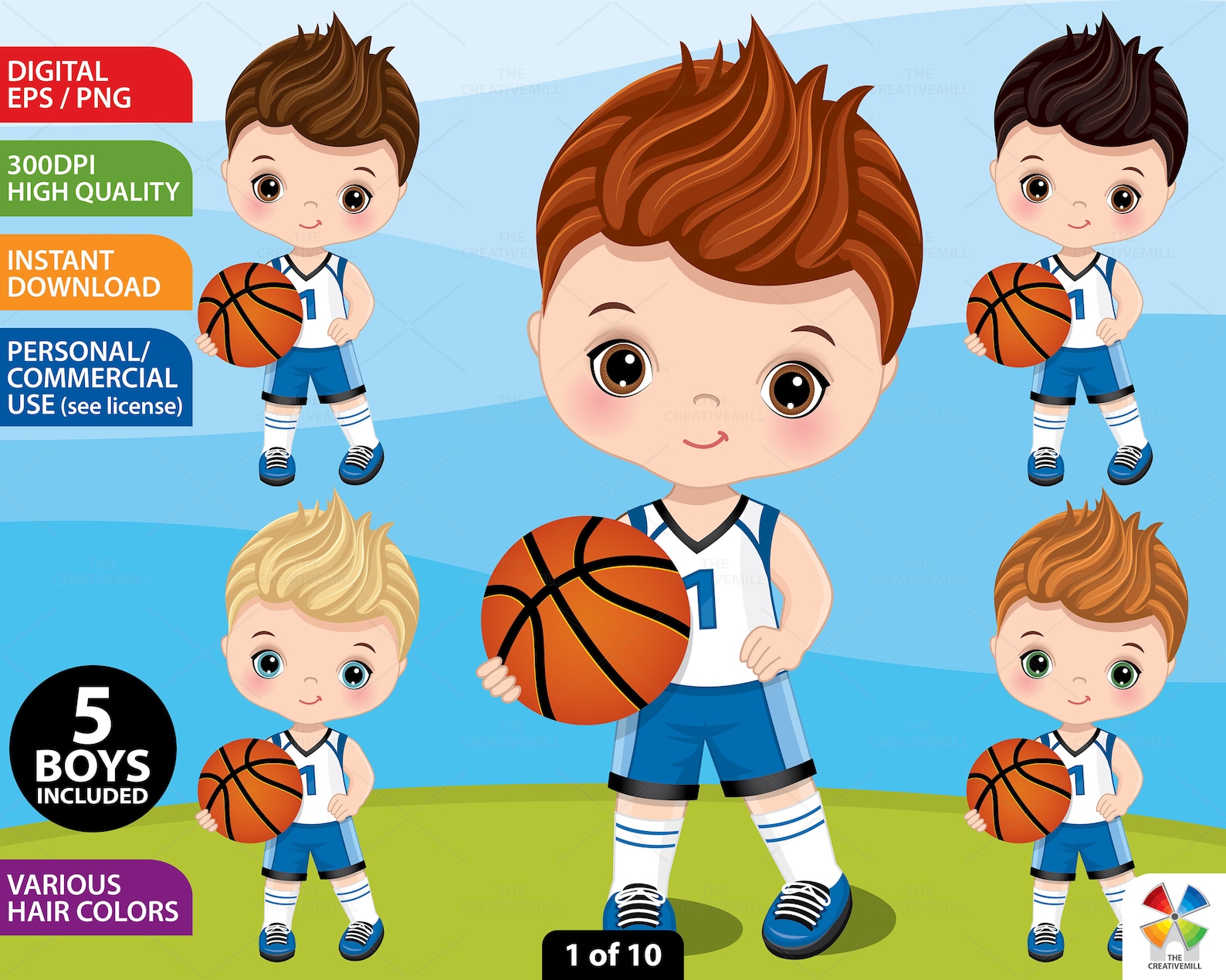 Basketball Boy Clipart Vector Basketball Cute Boy Sport - Etsy