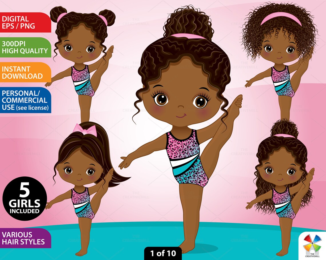 Gymnastics Girl Clipart Vector Gymnast Cute Girl Sport Kid - Etsy