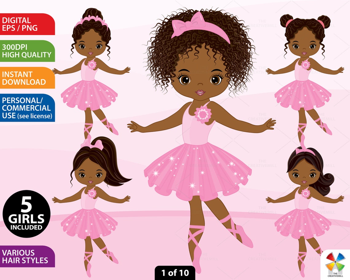African American Ballerina Clipart Vector Ballerina Clipart - Etsy