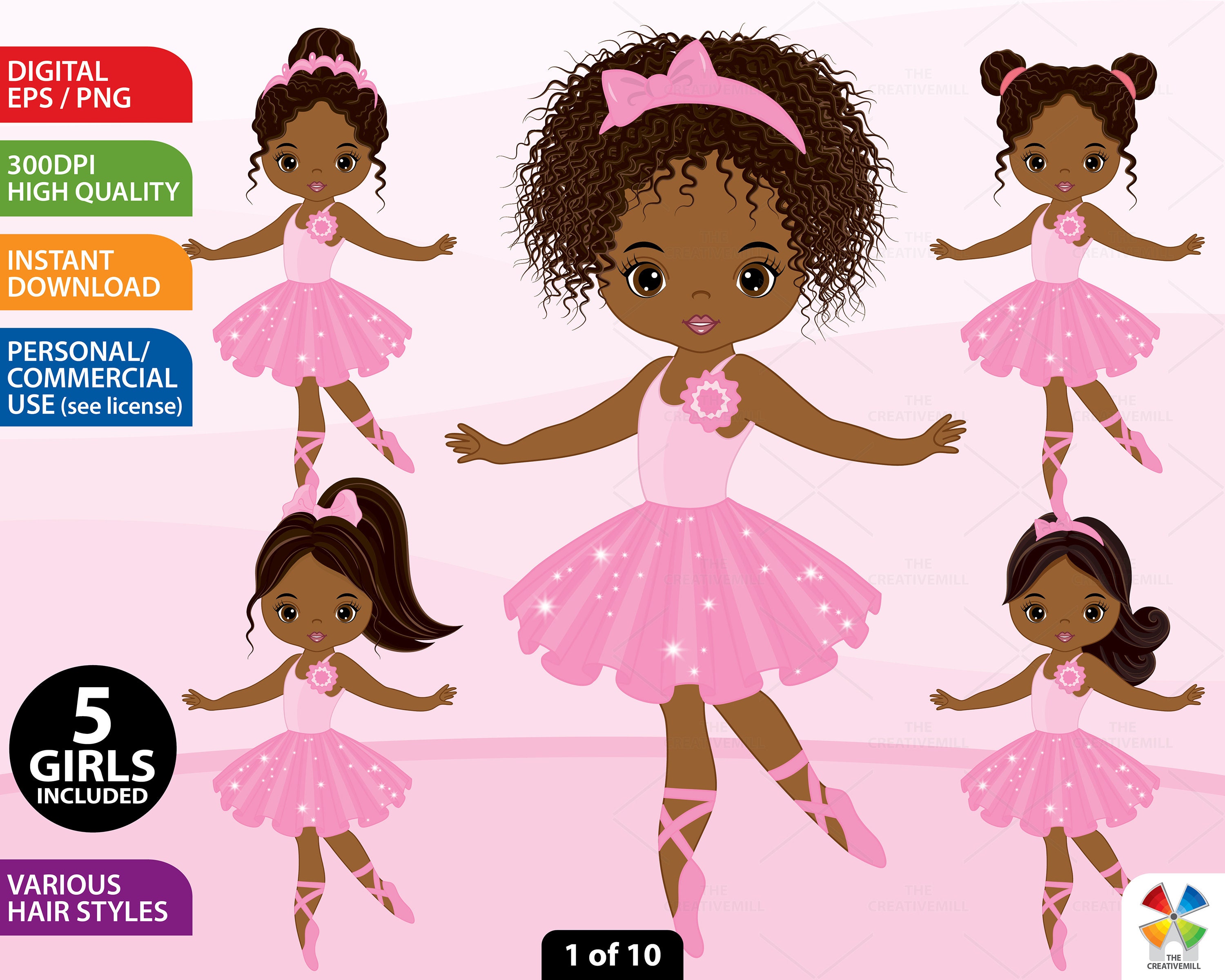 African American Ballerina Clipart Vector Ballerina Clipart - Etsy