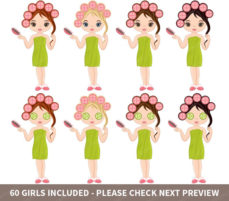 60 Spa Girls Clipart Vector Spa Girl Spa Party Clipart Spa | Etsy