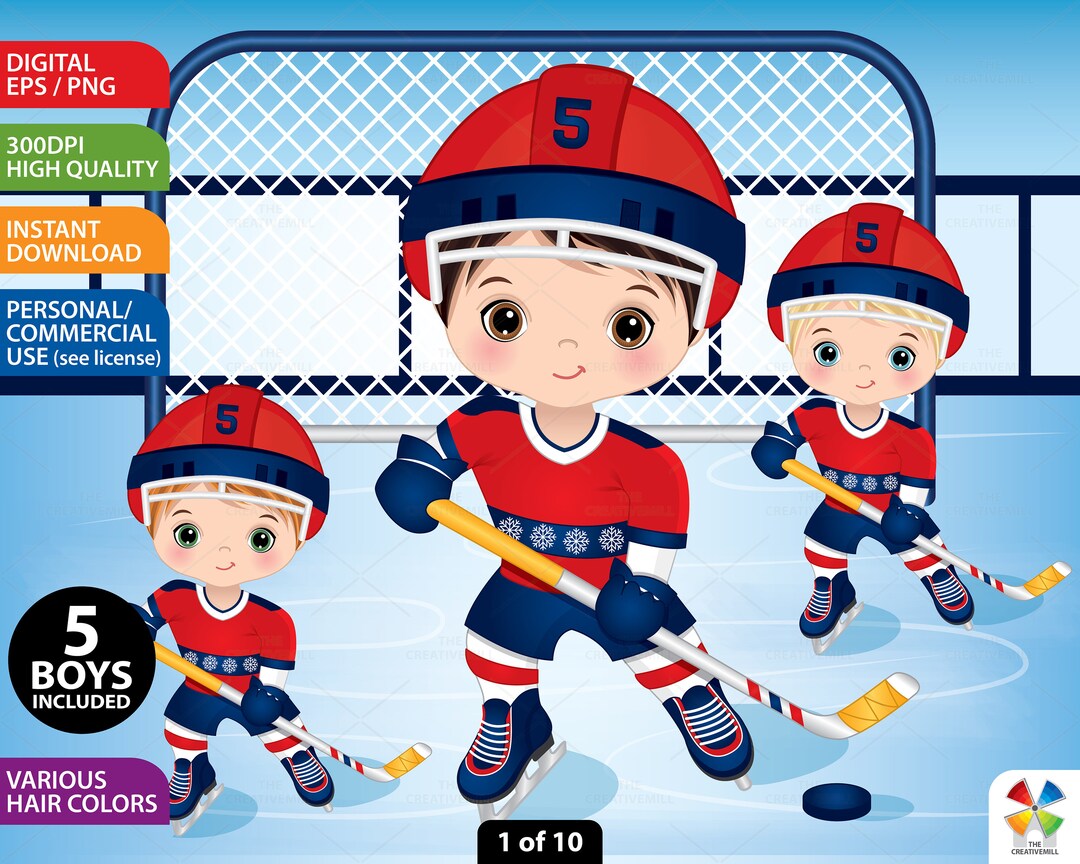 Hockey Boy Clipart, Vector Little Boy, Doll, Character, Sport Activity ...
