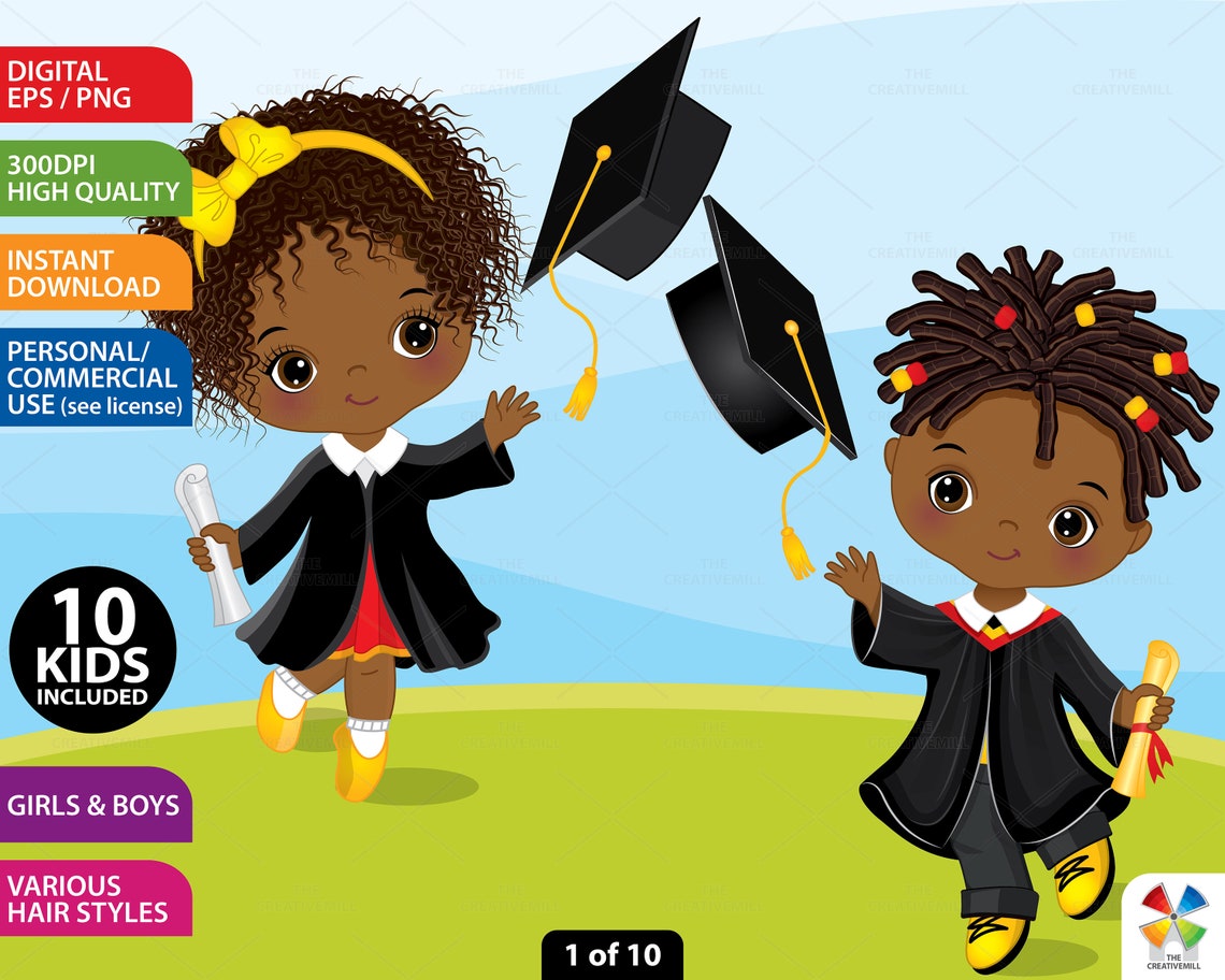 Graduation Kids Clipart Vector Preschool Student Diploma - Etsy