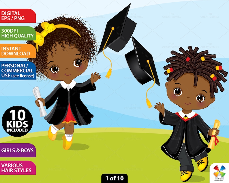 Graduation Kids Clipart Vector Preschool Student Diploma - Etsy