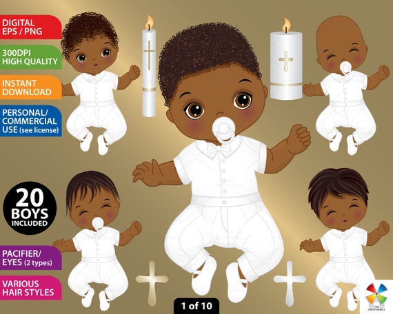 Baptism Baby Clipart Vector Newborn Christening African - Etsy