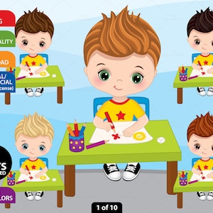 Drawing Boy Clipart, Vector School Kid, Caucasian Kid, Study, Student ...