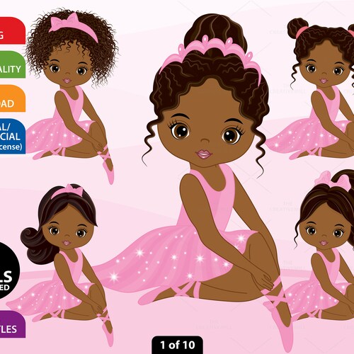 African American Ballerina Clipart Vector Ballerina Clipart - Etsy