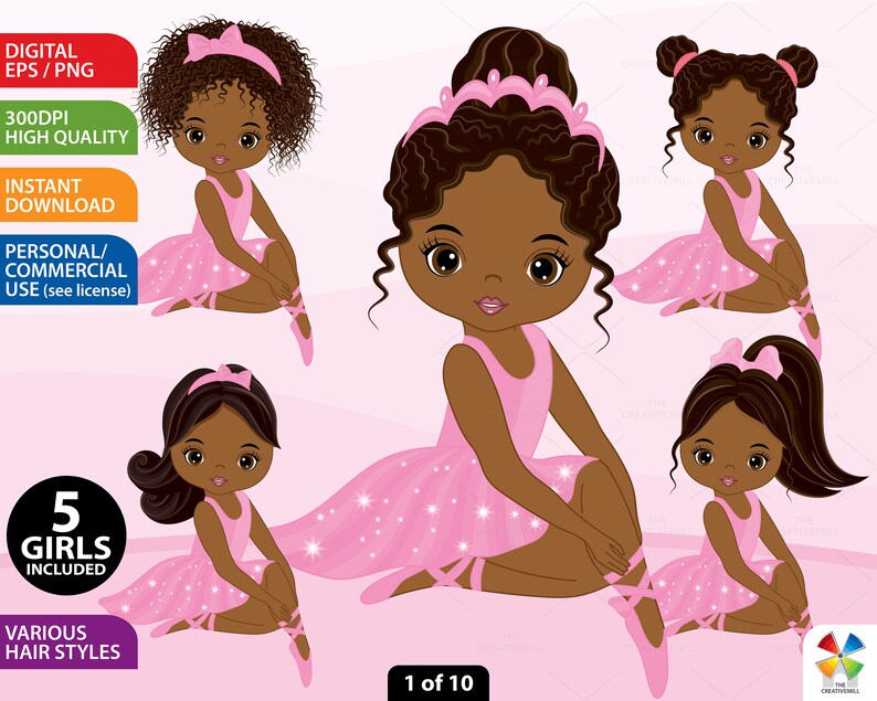 African American Ballerina Clipart Vector Ballerina Clipart - Etsy
