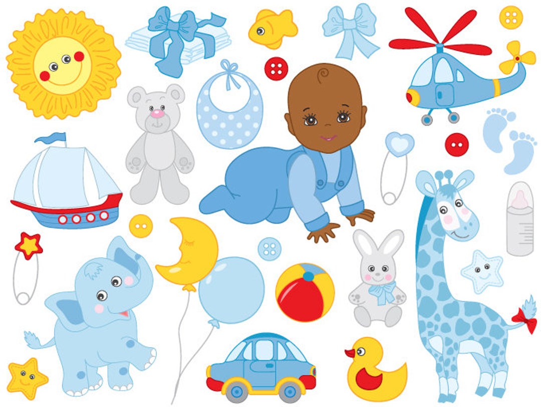 Baby Boy Clipart Digital Vector Baby Boy Stroller Toys - Etsy