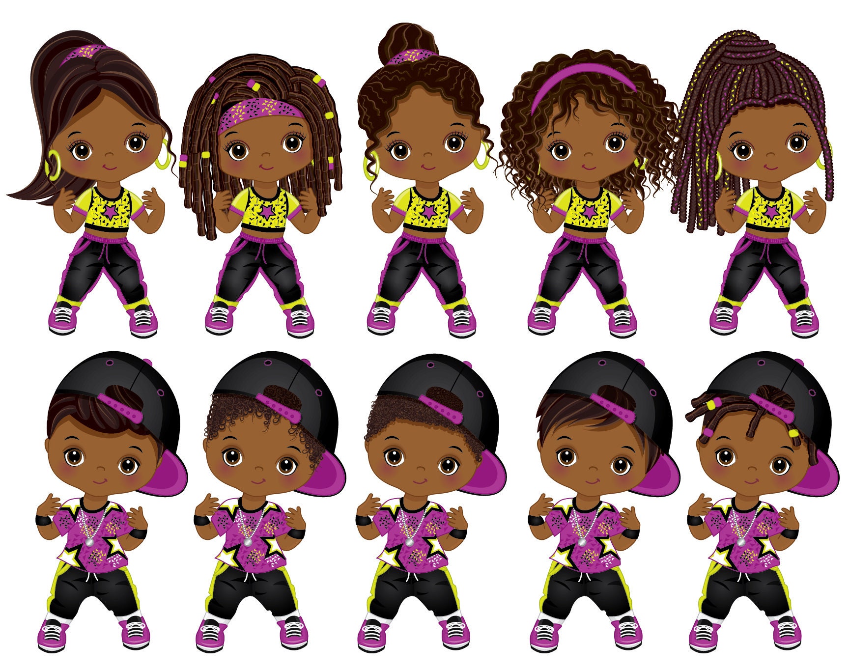 Scrapbooking Dancing Girl Vector Break Dance Character Braid Hair ...