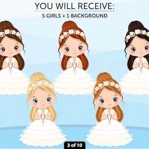 First Communion Clipart - Vector Communion Clipart, Cute Girl Clipart ...