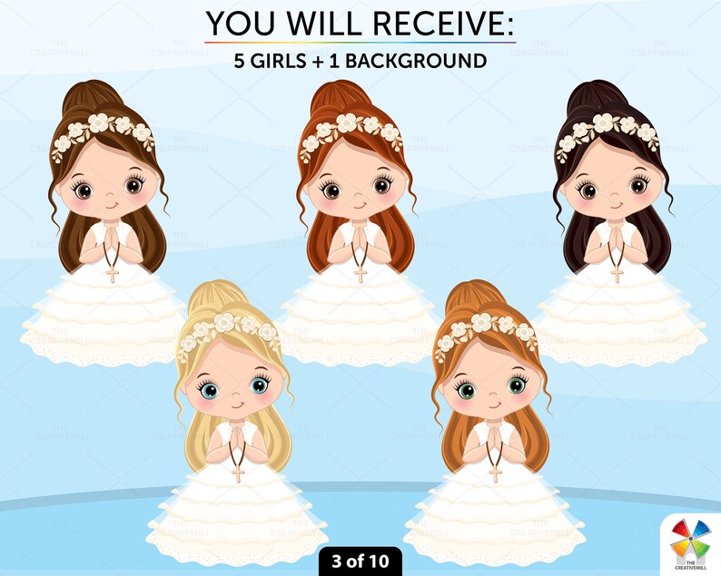 First Communion Clipart Vector Communion Clipart Cute Girl - Etsy