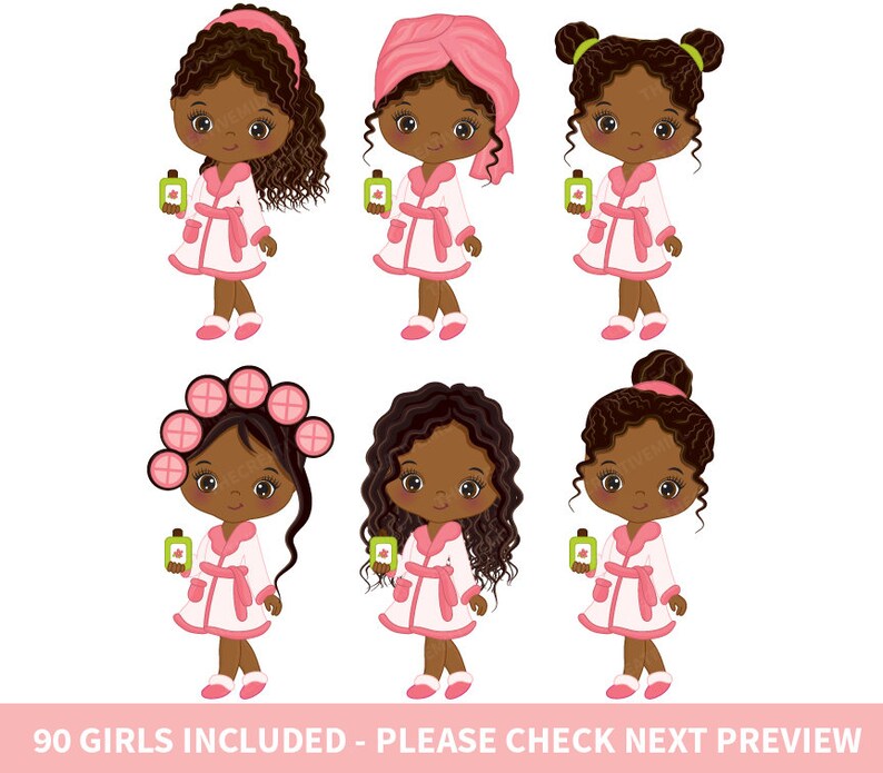 90 Little Spa Girls Clipart Vector Spa Spa Party Clipart | Etsy