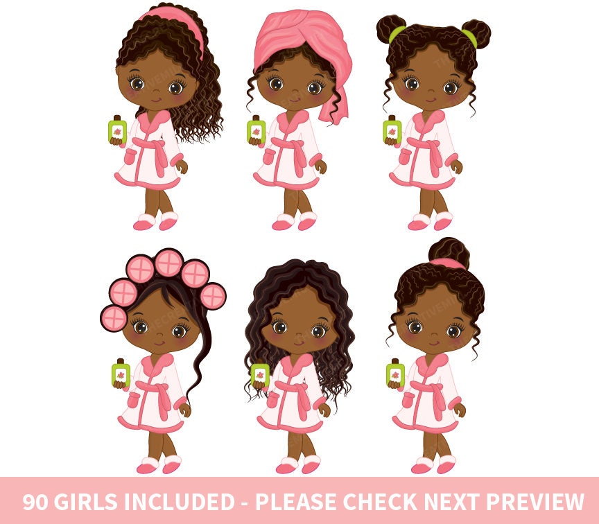 90 Little Spa Girls Clipart Vector Spa Spa Party Clipart | Etsy