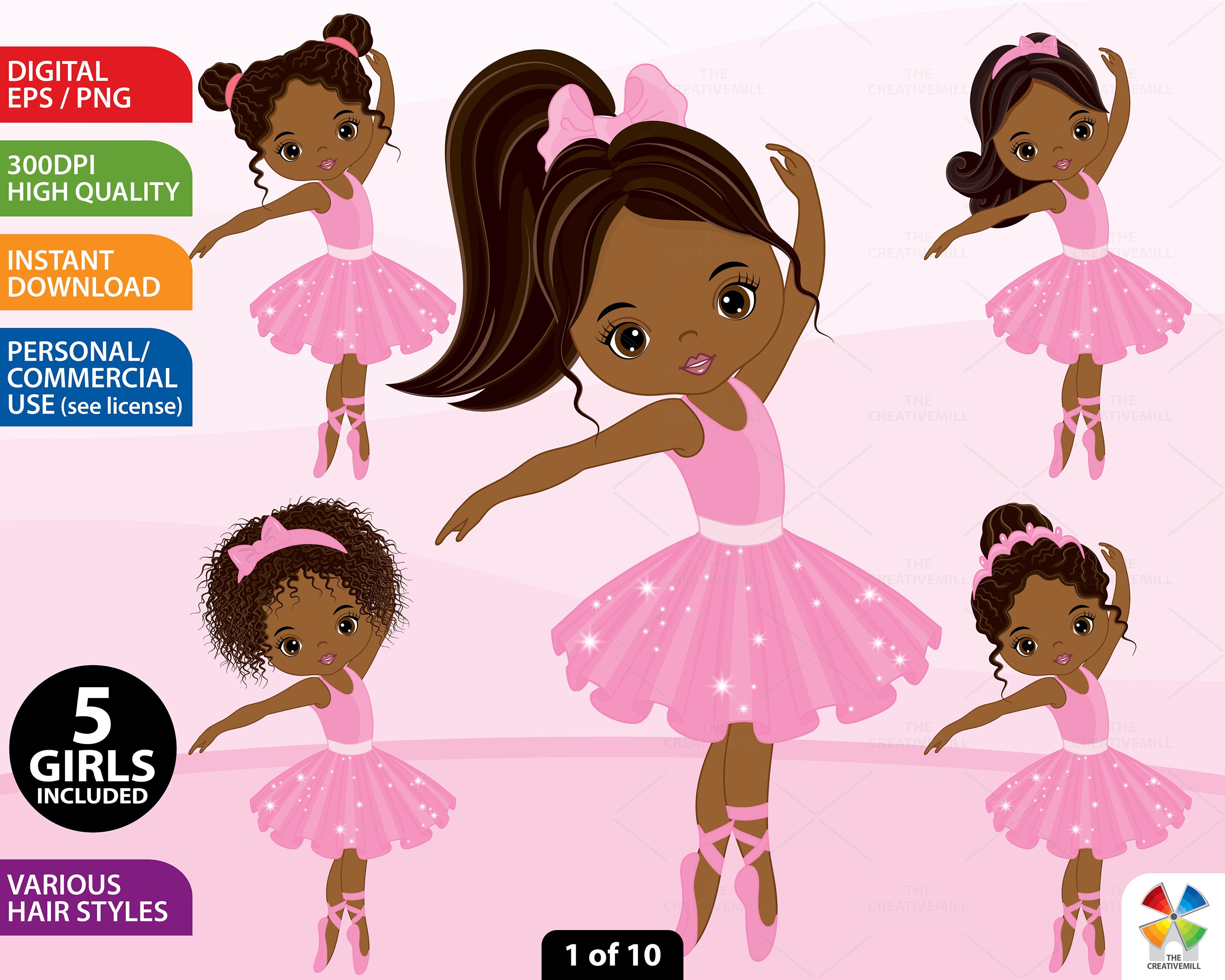 African American Ballerina Clipart Vector Ballerina Clipart - Etsy