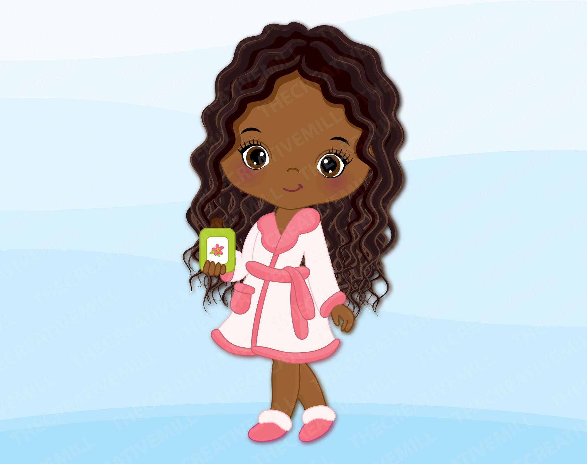 African American Little Spa Girls Clipart Vector Spa Girl | Etsy