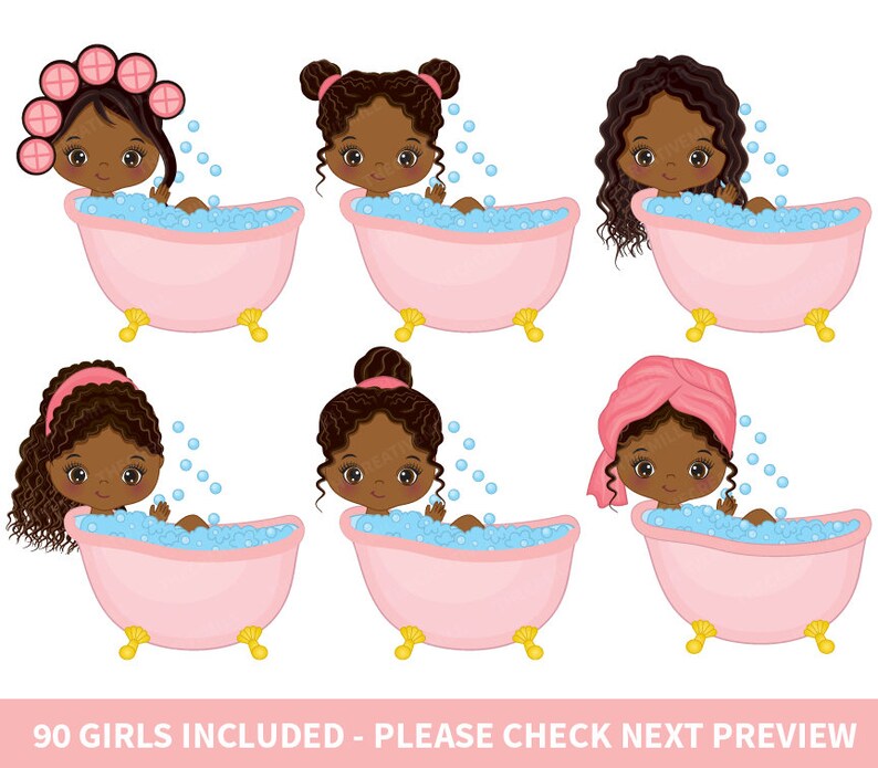 90 Little Spa Girls Clipart Vector Spa Spa Party Clipart | Etsy