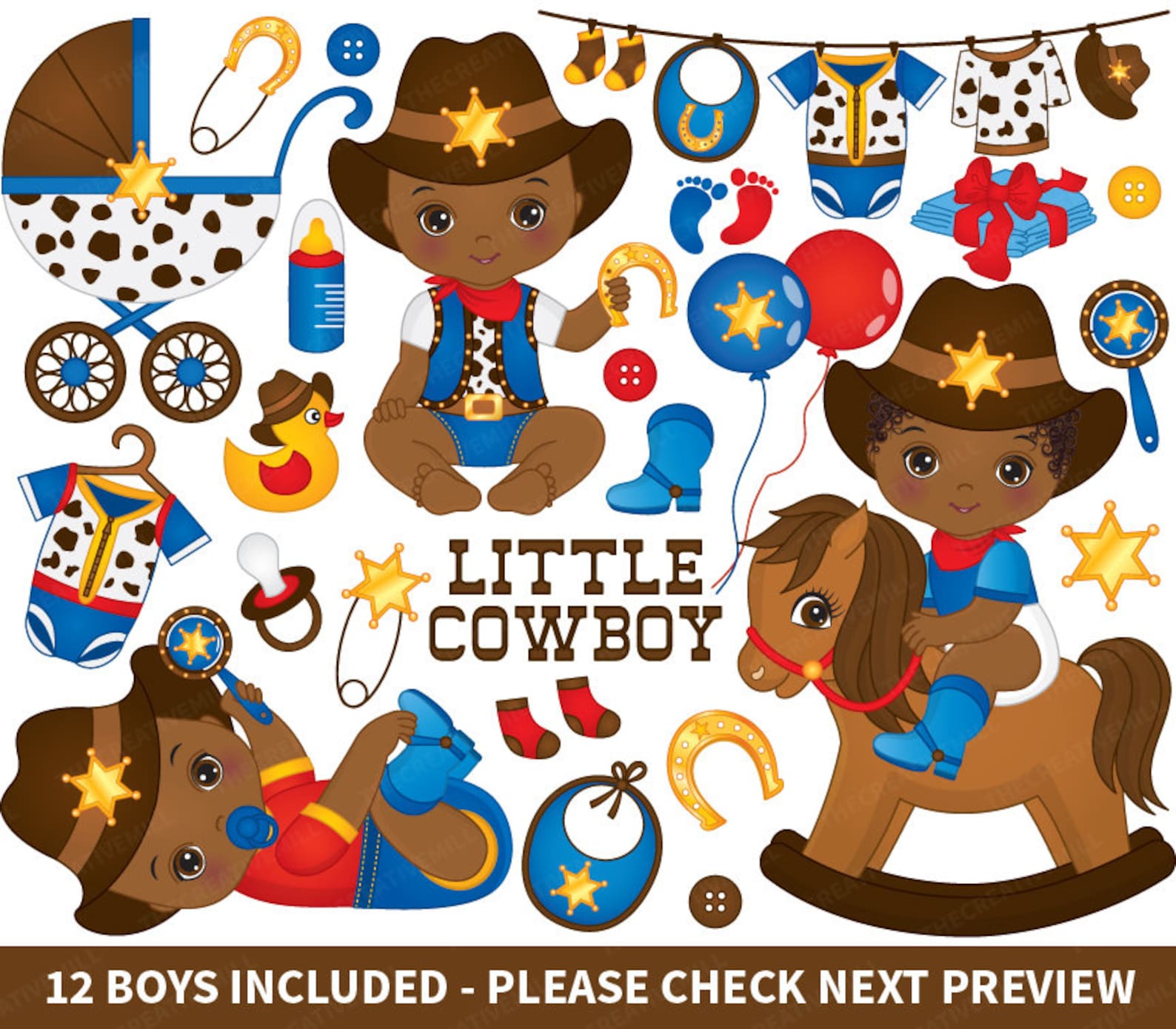 Cowboy Baby Clipart - Vector Cowboy Clipart, Baby Clipart, Newborn ...