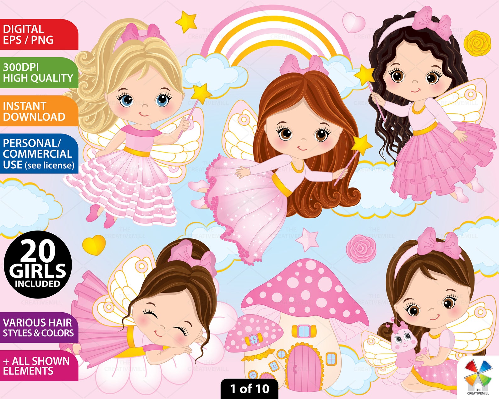 Little Fairy Clipart Vector Fairy Clipart Princess Clipart - Etsy