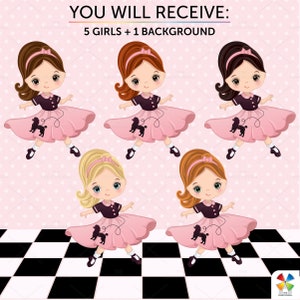 Sock Hop Clipart, Vector Retro Dance, 50's Retro, Vintage, Poodle Skirt ...