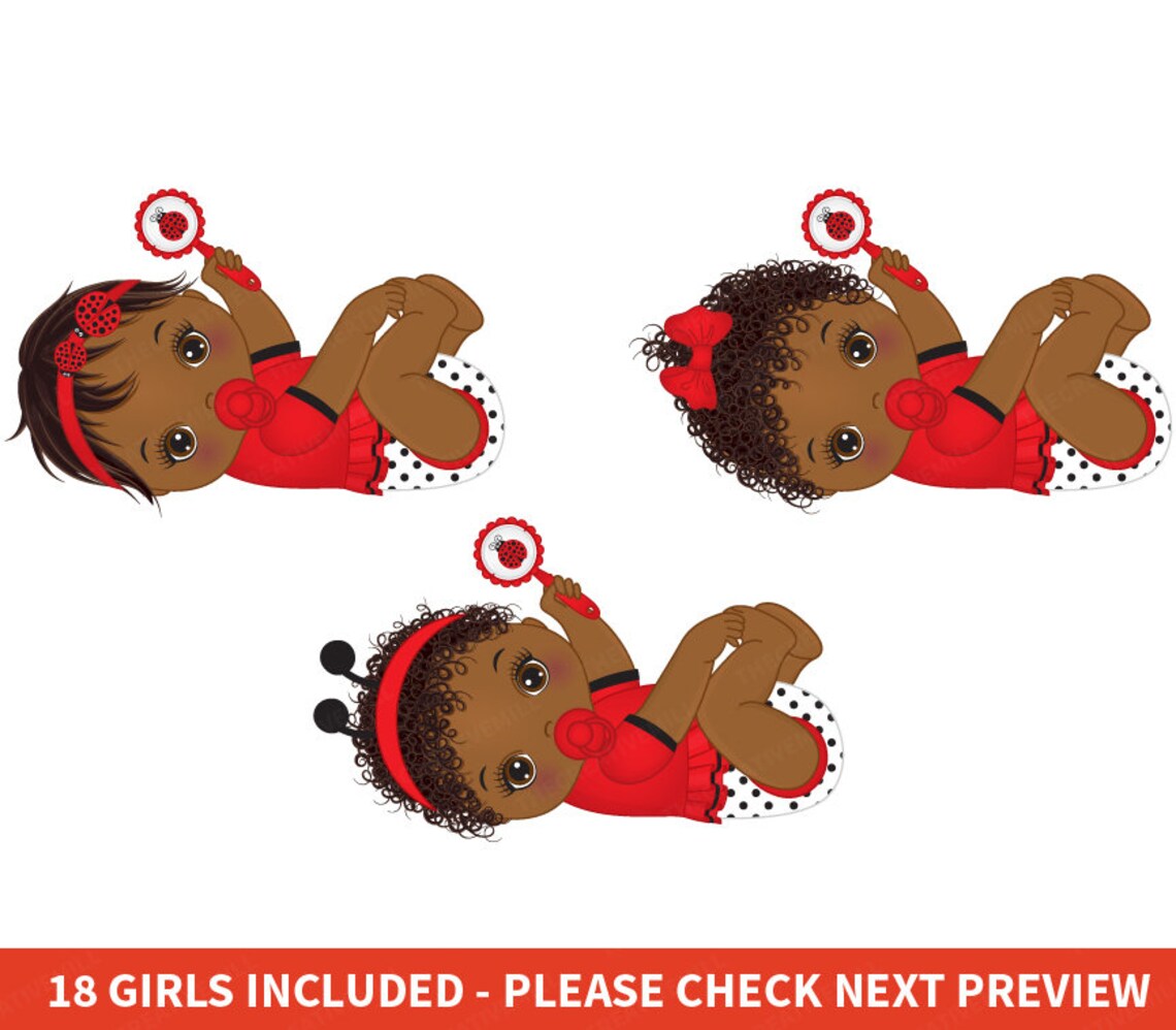 Ladybug Baby Girl Clipart Vector Baby Clipart African - Etsy España