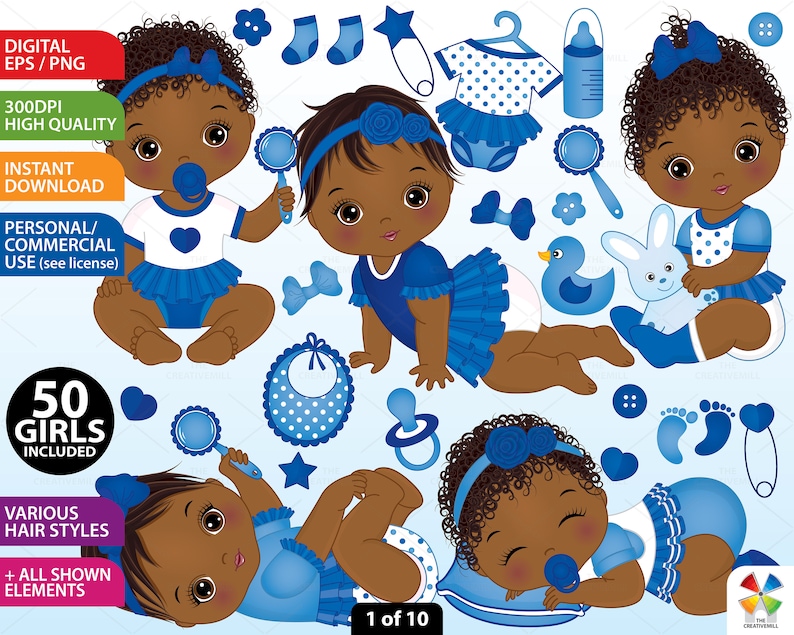 Baby Girl Clipart Vector Baby Clipart Afro Baby Clipart - Etsy
