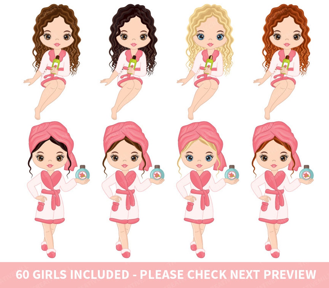 60 Spa Girls Clipart-vector Spa Girl Spa Party Clipart Spa | Etsy