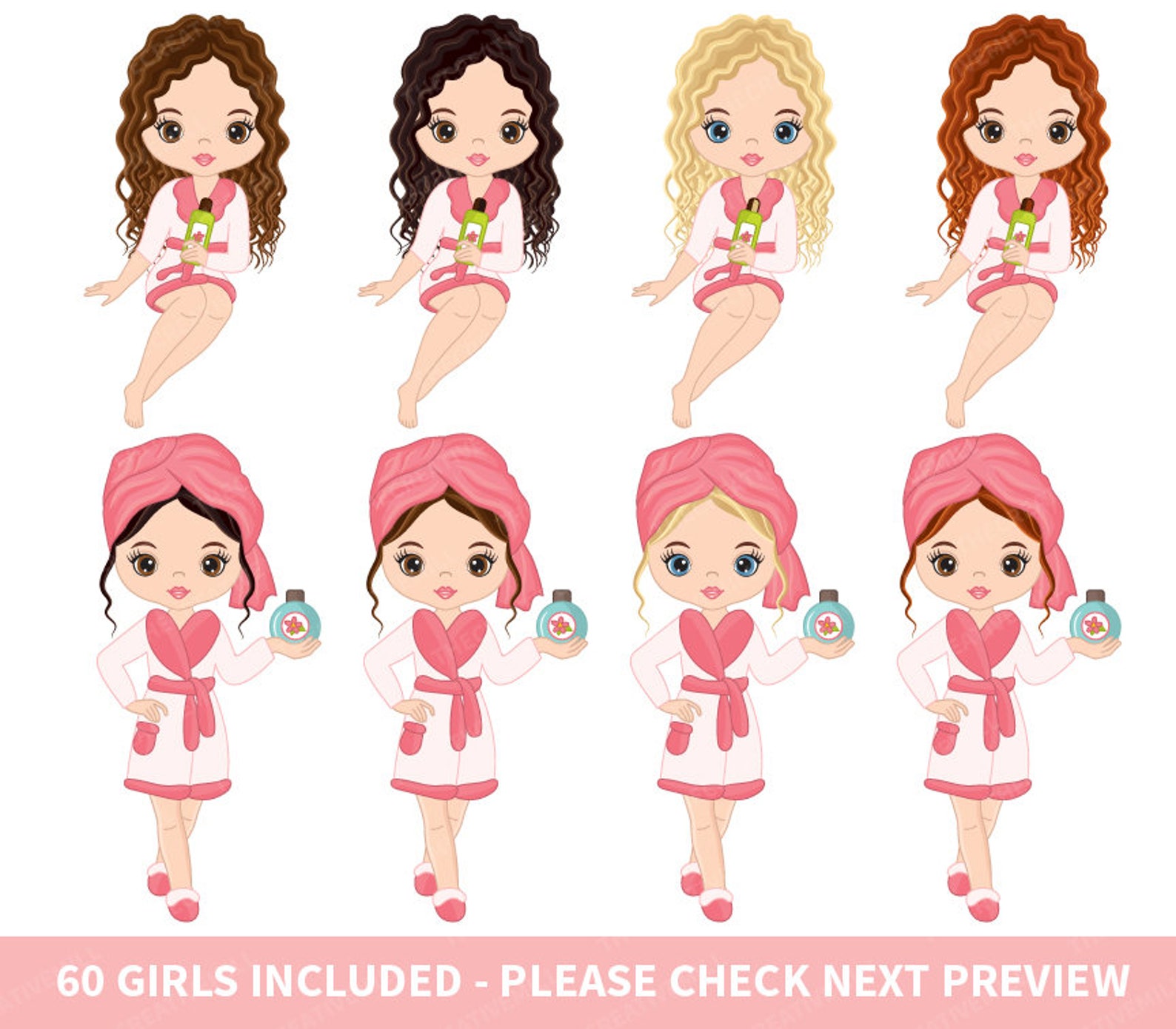 60 Spa Girls Clipart-vector Spa Girl Spa Party Clipart Spa | Etsy