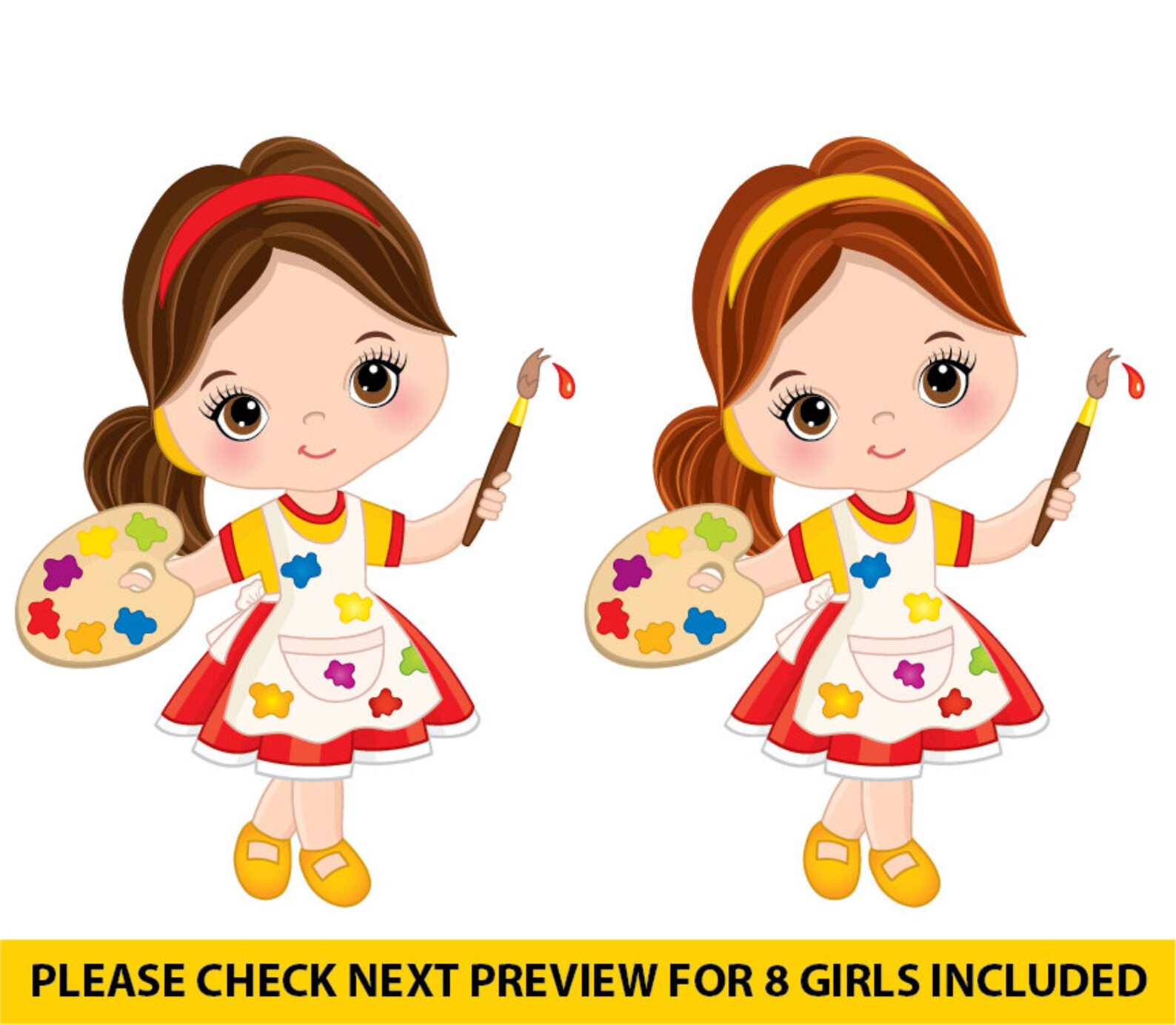 Artist Clipart Vector Artist Clipart Girl Clipart Artist - Etsy
