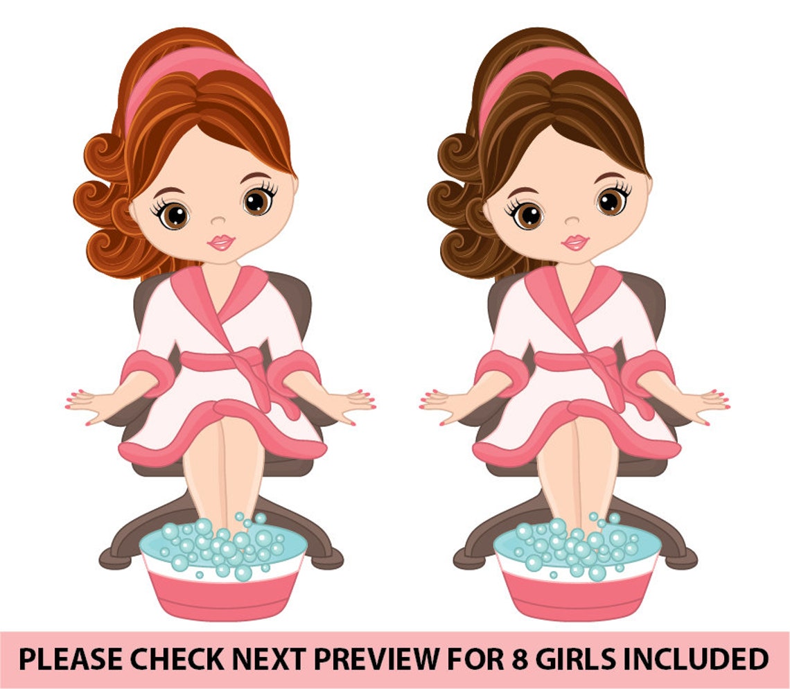 Spa Girls Clipart Vector Spa Girl Spa Party Clipart Spa | Etsy