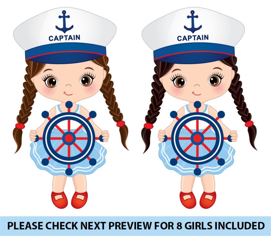 Nautical Clipart Vector Nautical Girls Clipart Nautical - Etsy